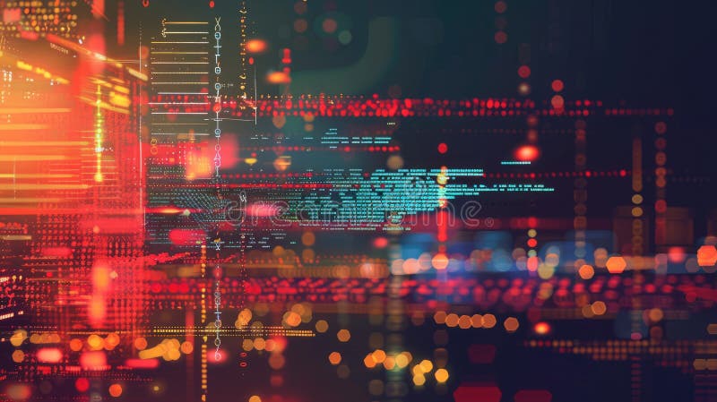 Abstract Art of Binary Code and Digital Waves in Colorful Vibrant ...