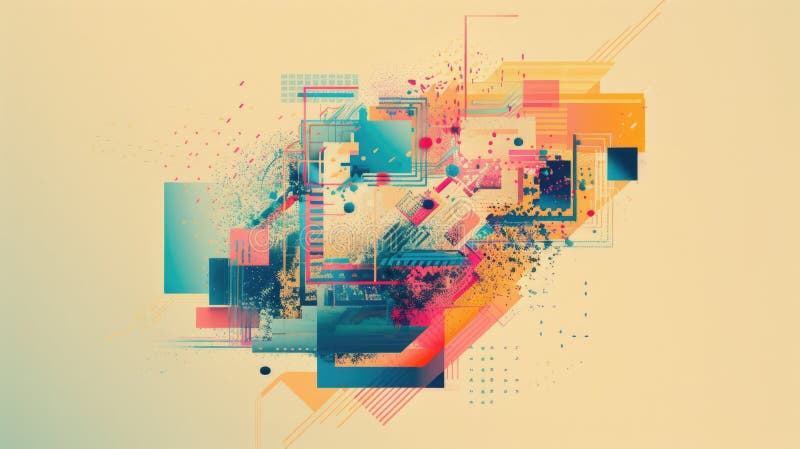 Abstract Art of Binary Code and Digital Waves in Colorful Vibrant ...