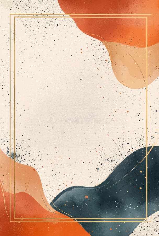 Abstract Art with Blank Rectangular Frame on Colorful Splattered Background Stock Image - Image ...