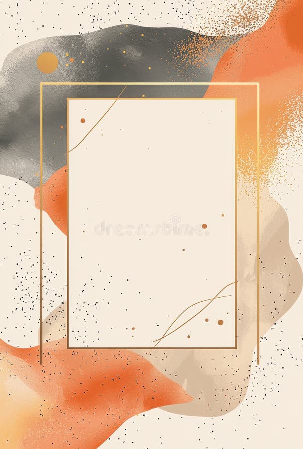 Abstract Art with Blank Rectangular Frame on Colorful Splattered Background Stock Image - Image ...