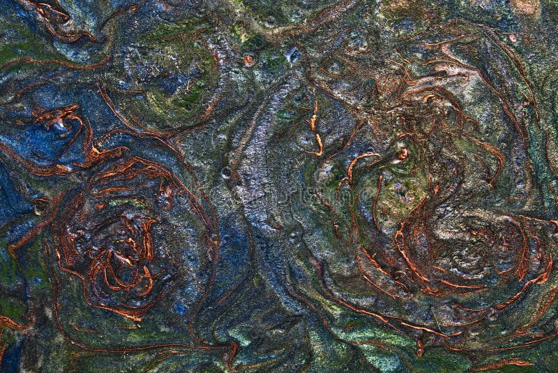 Abstract Art with Blue, Green, and Copper Stock Image - Image of ...