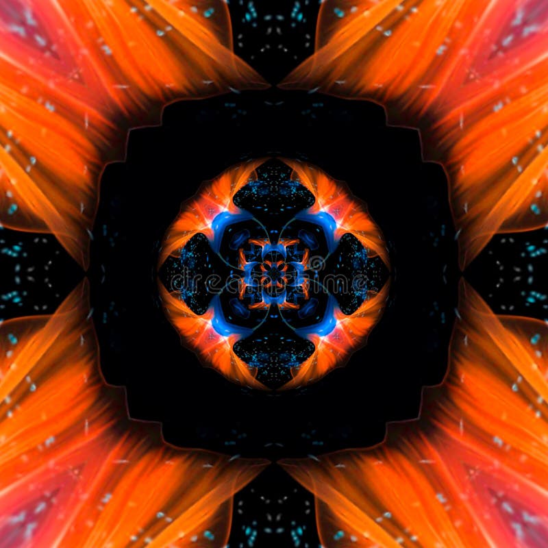 Abstract Art Blue Orange Flower Digital Collage Texture. Stock ...