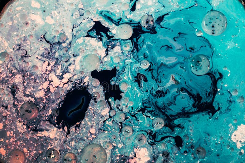 Abstract Art Blue Paint Mixture Bubbled Surface Stock Photo - Image of ...