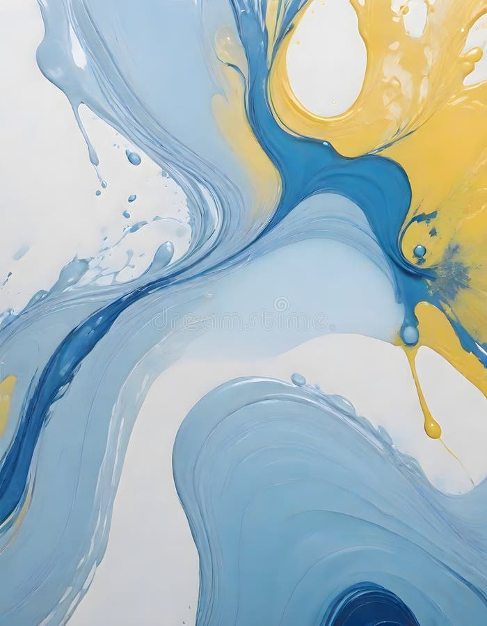 Abstract Art of Blue and Yellow Paint Splash, Showcasing Fluid Visual ...