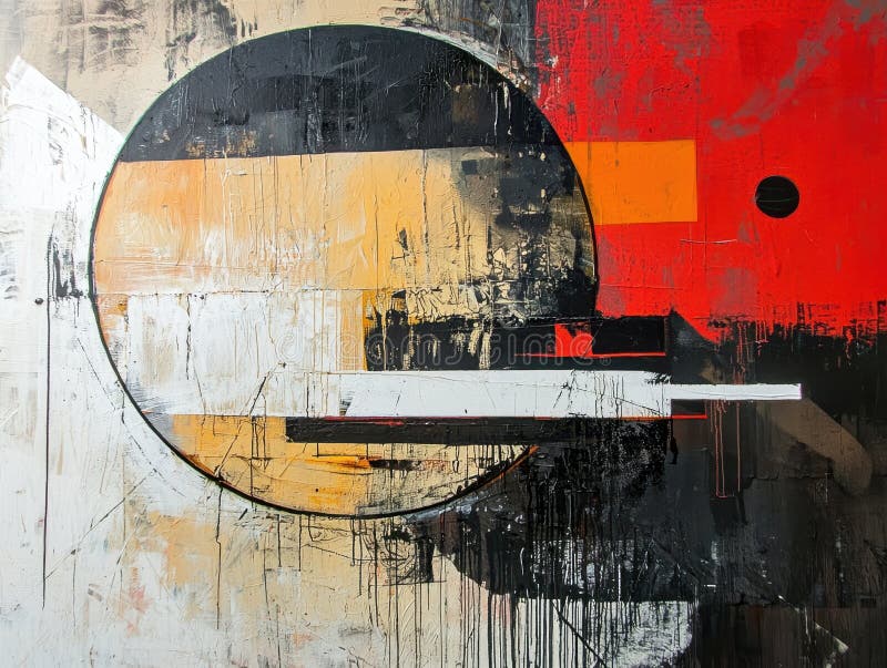 Abstract Art with Bold Colors and Geometric Shapes Featuring Circular ...