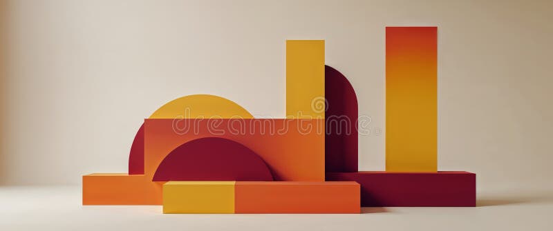 Abstract Art with Bold Geometric Shapes Warm Palette Stock Photo ...