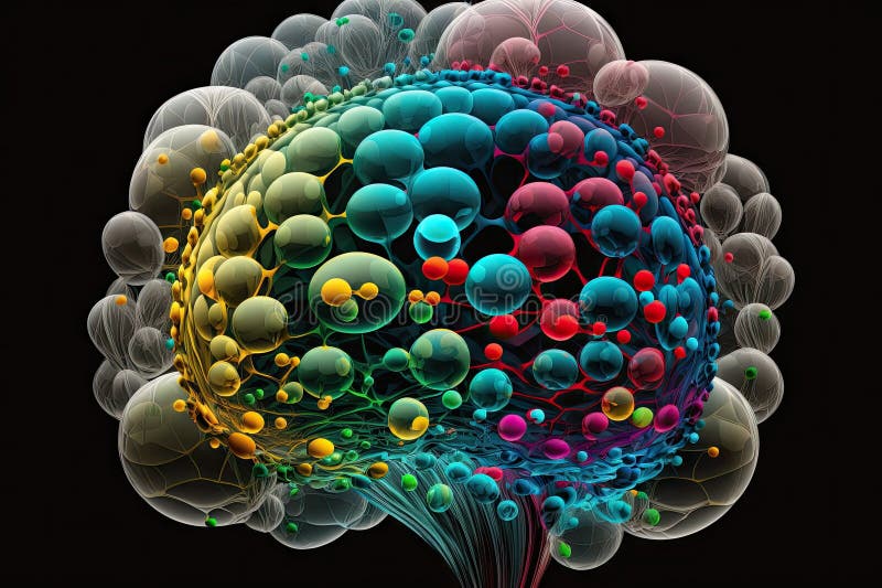 Abstract Art of Brain Consisting of Multicolored Transparent Spheres ...
