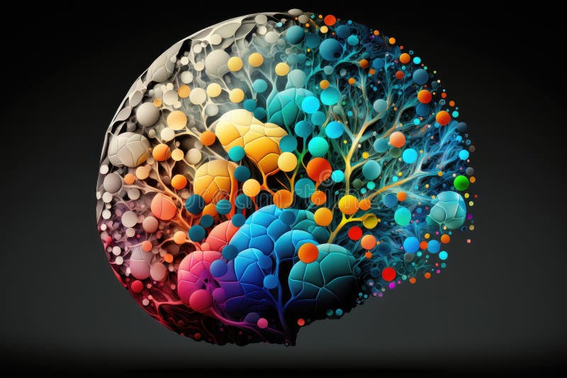 Abstract Art of Brain Consisting of Multicolored Transparent Spheres ...