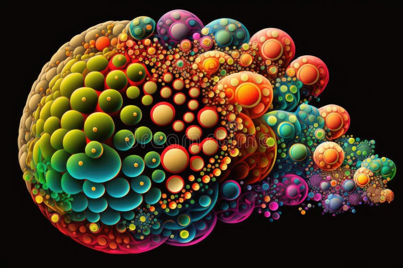Abstract Art of Brain Consisting of Multicolored Transparent Spheres ...