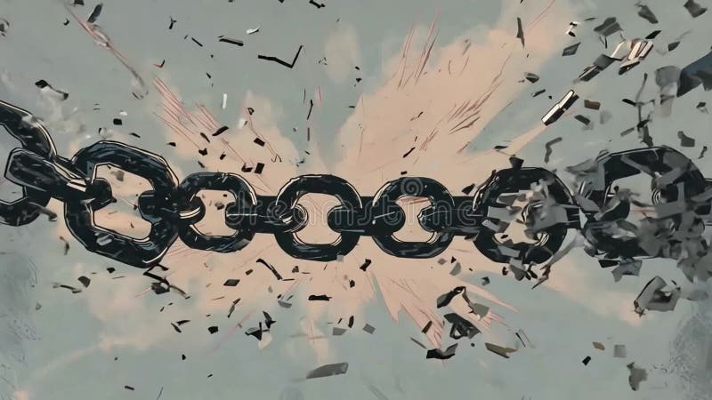 Abstract Art of a Breaking Chain. Suitable for Concepts of Freedom and ...