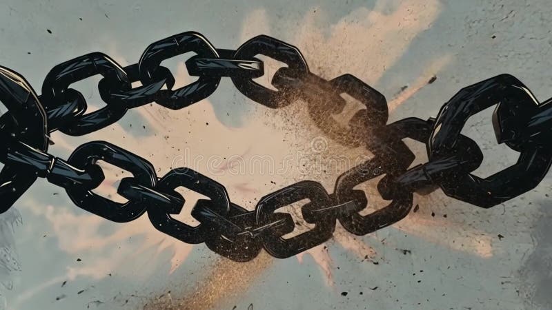 Abstract Art of a Breaking Chain. Suitable for Concepts of Freedom and ...