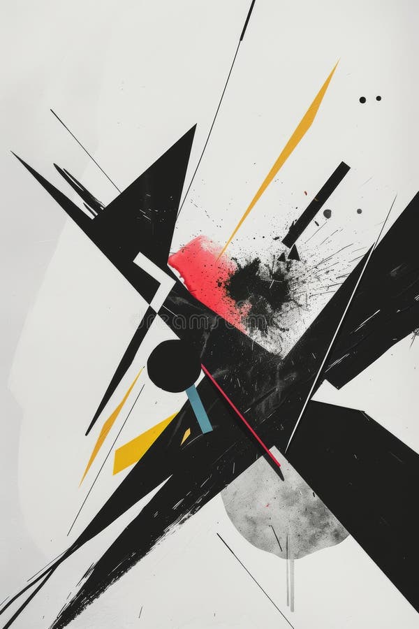 Abstract Art with Bright Colors, Sharp Lines, and Asymmetrical Shapes ...