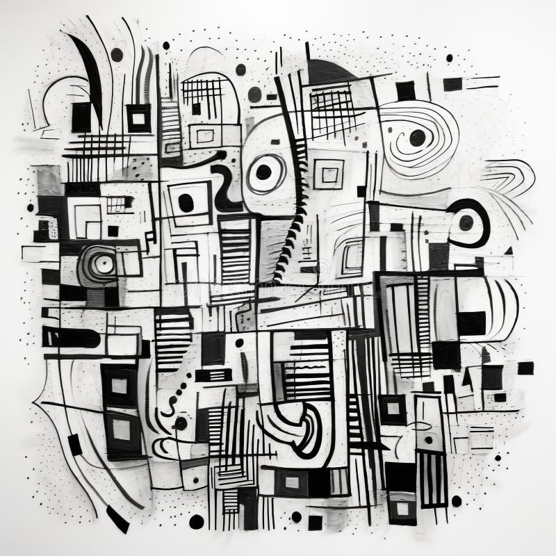 Abstract Art Brut with Random Pencil Doodle Lines Texture Stock ...