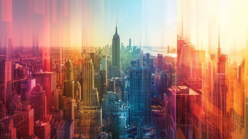 Abstract Art of Cityscape in Vibrant Colors Stock Image - Image of ...