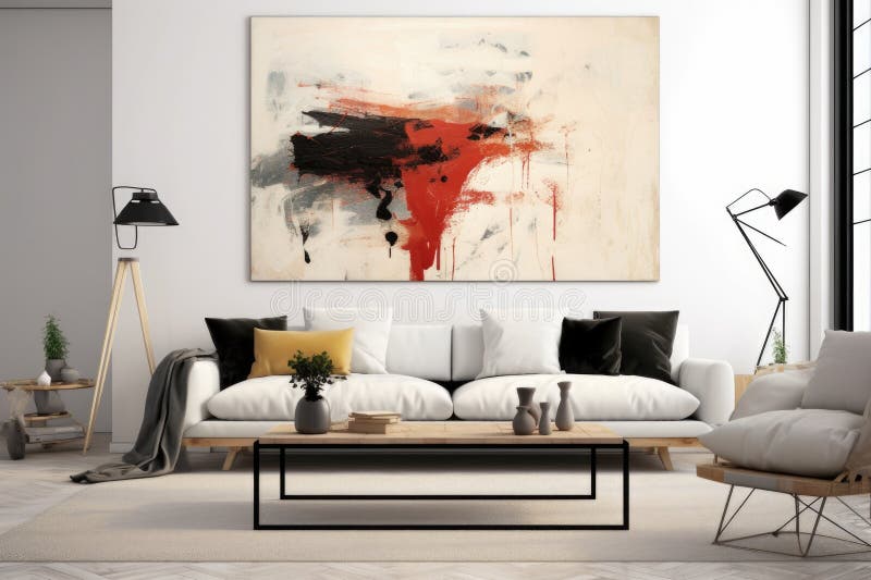 Abstract Art on a Clean White Wall in a Room Stock Illustration ...