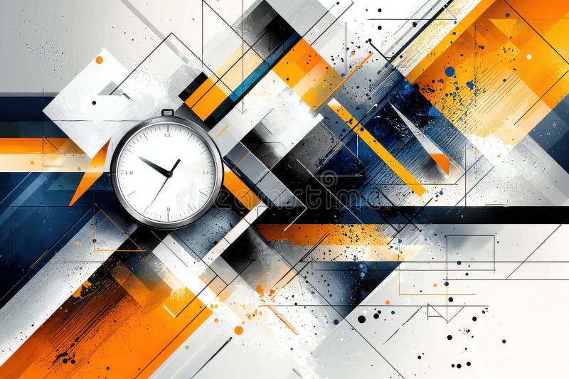 Abstract Art with Clock and Geometry in Dynamic Modern Style Stock ...