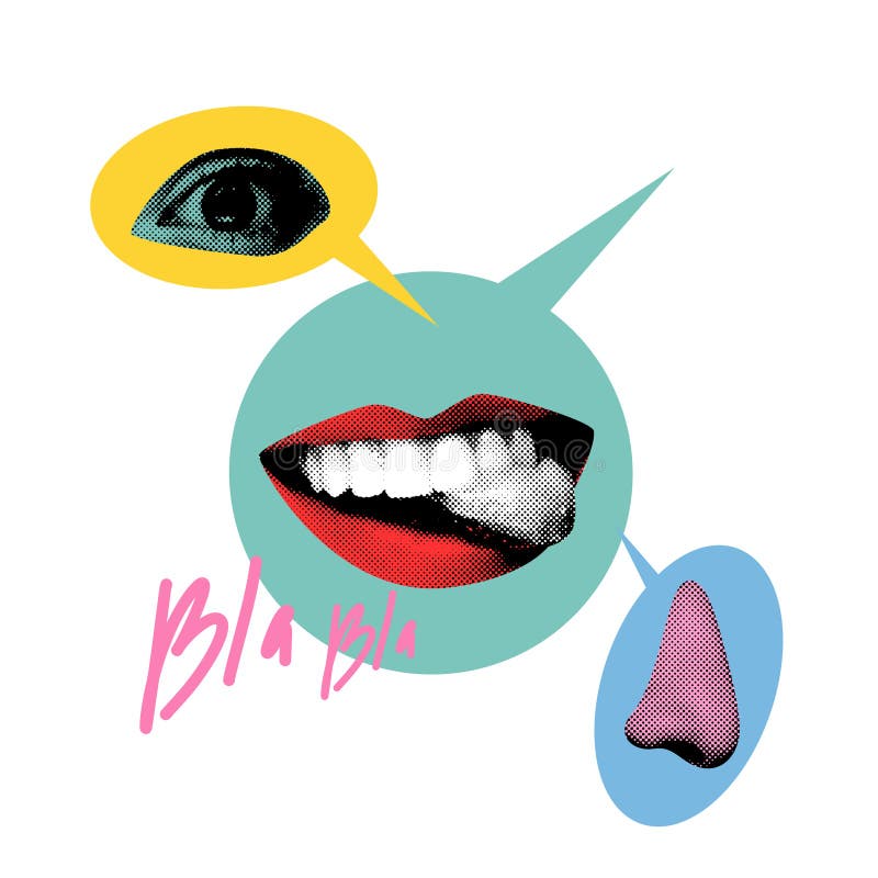 Abstract Art Collage. Blabla Sphere Stock Image - Image of listening ...