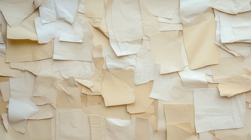 Abstract Art Collage of Brown Paper Pieces on Wall Stock Illustration ...