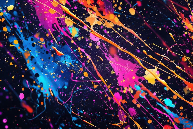 Abstract Art with Colorful Paints on Black Background. Stock Photo ...