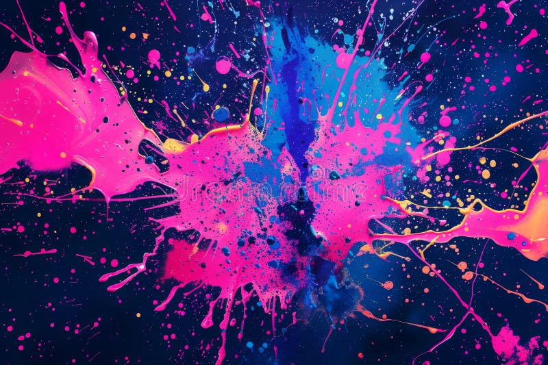Abstract Art with Colorful Paints on Black Background. Stock Image ...