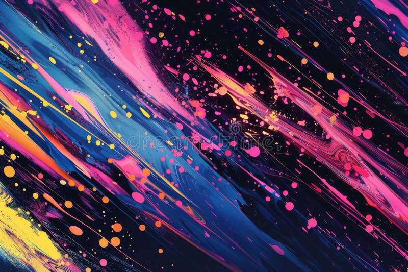 Abstract Art with Colorful Paints on Black Background. Stock Image ...