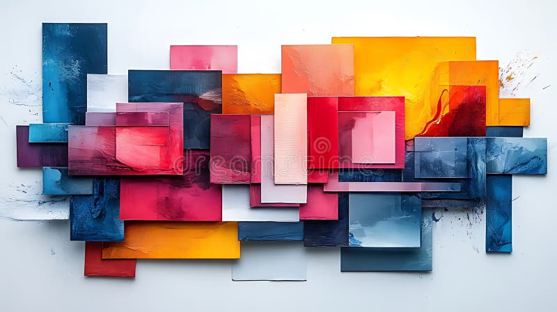 Abstract Art with Colorful Squares and Rectangles Arranged in a Dynamic ...