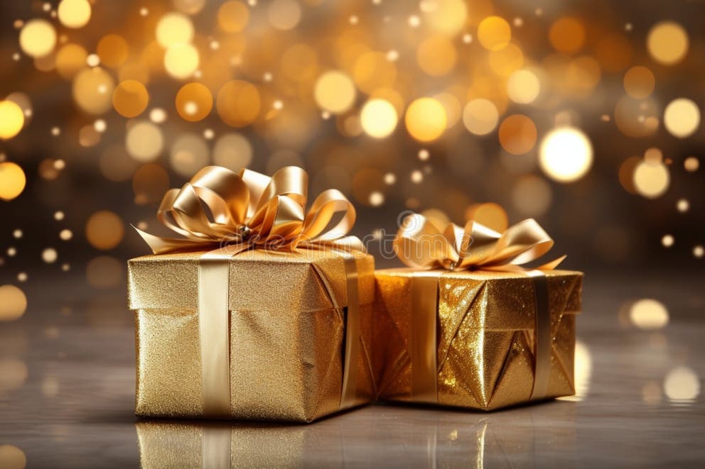 Abstract Art Complements Lavish Gold Gift Boxes, Creating a Captivating ...