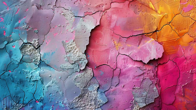 Abstract Art on Concrete Wallpaper with Colorful Texture Paint ...