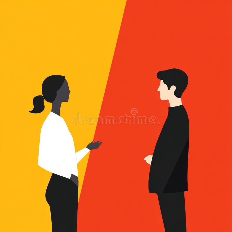 Abstract Art of Conversation between Two People on Colorful Background ...