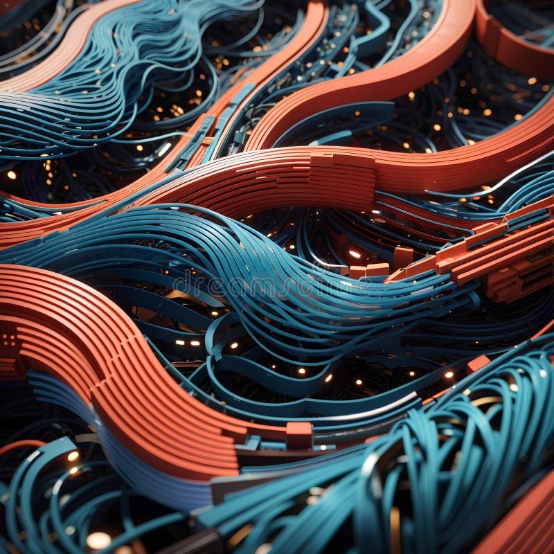 Abstract Art Created with Colored Cables Stock Illustration ...