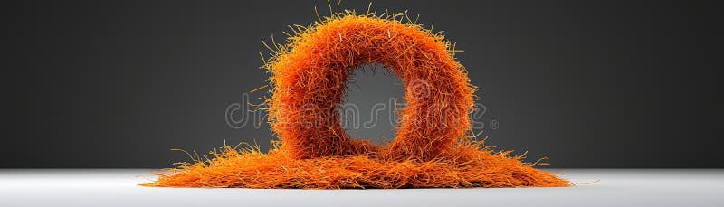 Abstract Art Creation with Orange Straw Forming Circle Shape on Dark ...