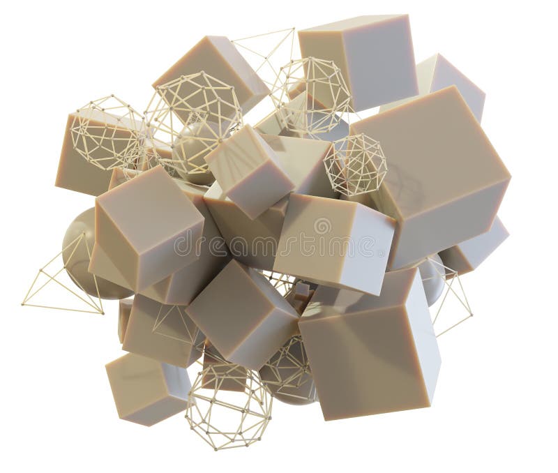 Cubes and Spheres from Human Eyes on White Background Stock ...