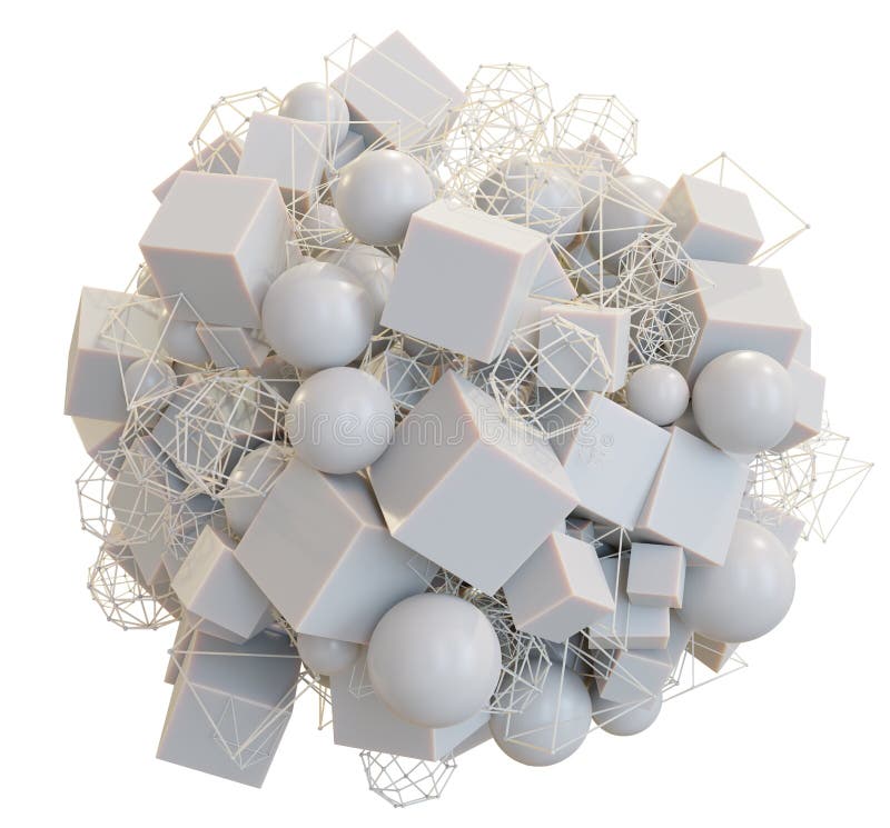 Cubes and Spheres from Human Eyes on White Background Stock ...