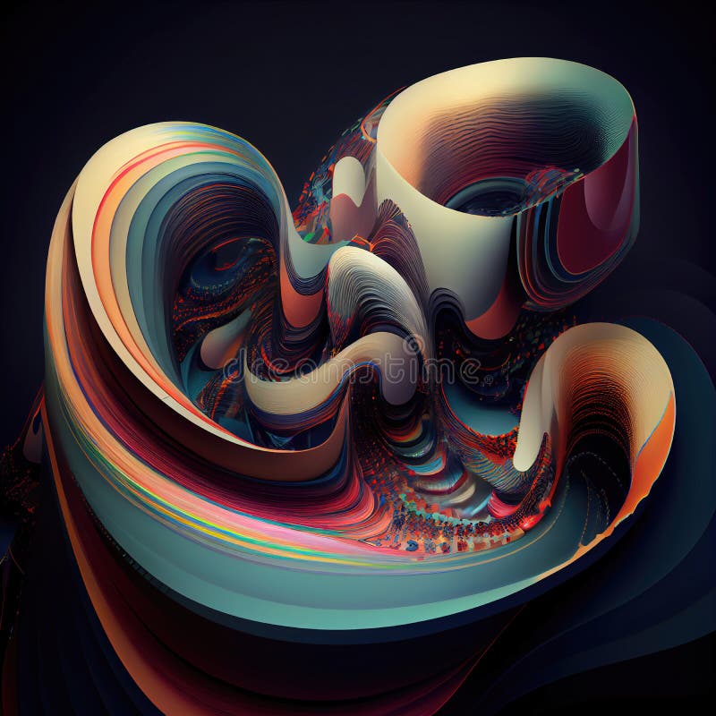 3d Curved Lines Background Forming Surreal Shape Made with Generative ...