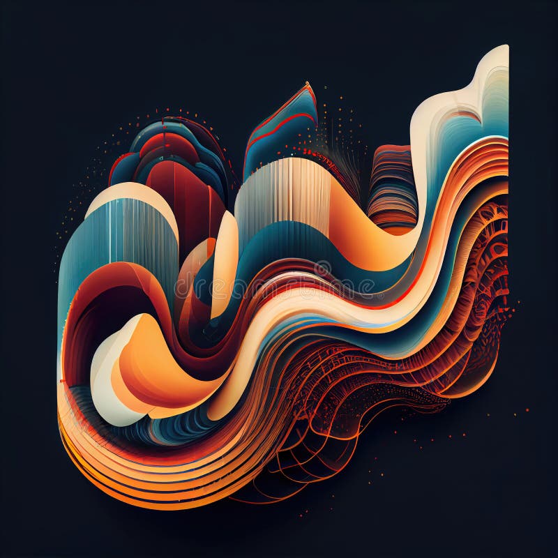 Abstract Art of 3d Curved Lines Background Forming Surreal Shape Made ...