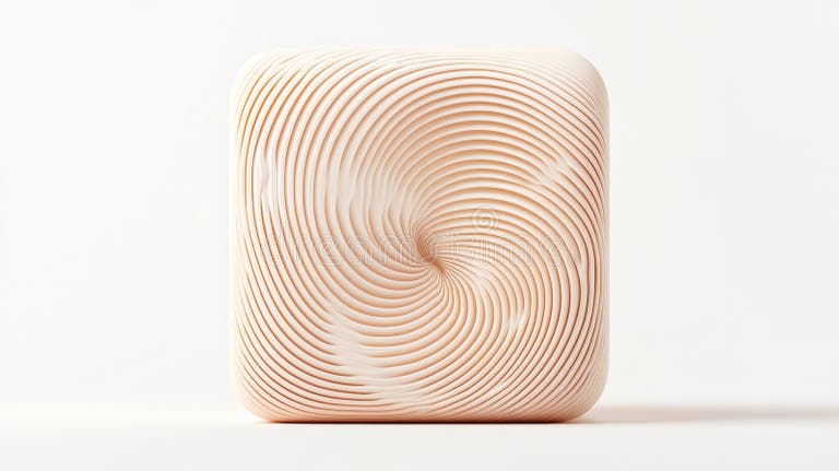 Abstract Art: a 3D Rendering of a Light Peach-colored Cube with a ...