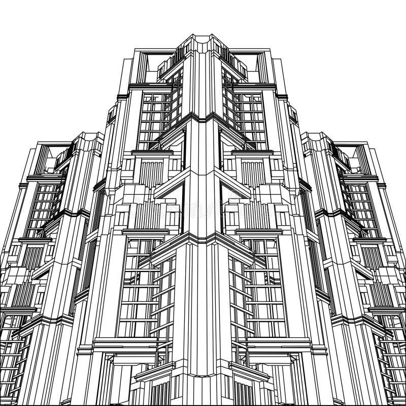 Abstract Art Deco Building Construction Structure Vector. Illustration ...