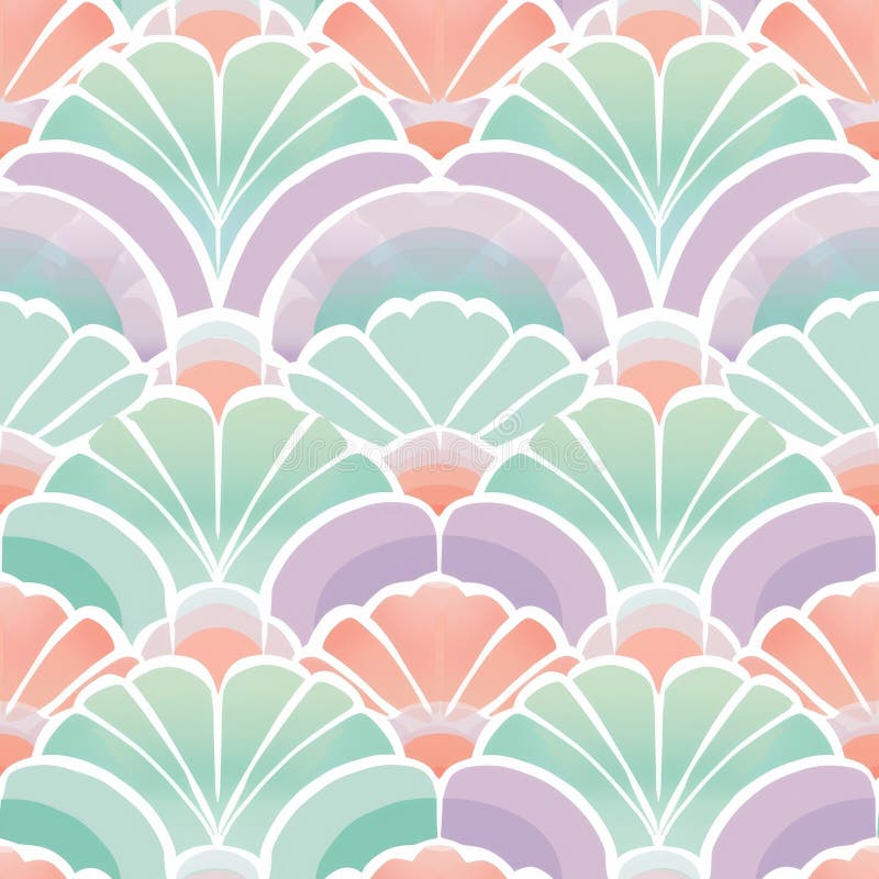 Abstract Art Deco Fan Pattern in Pastel Tones Stock Photo - Image of ...