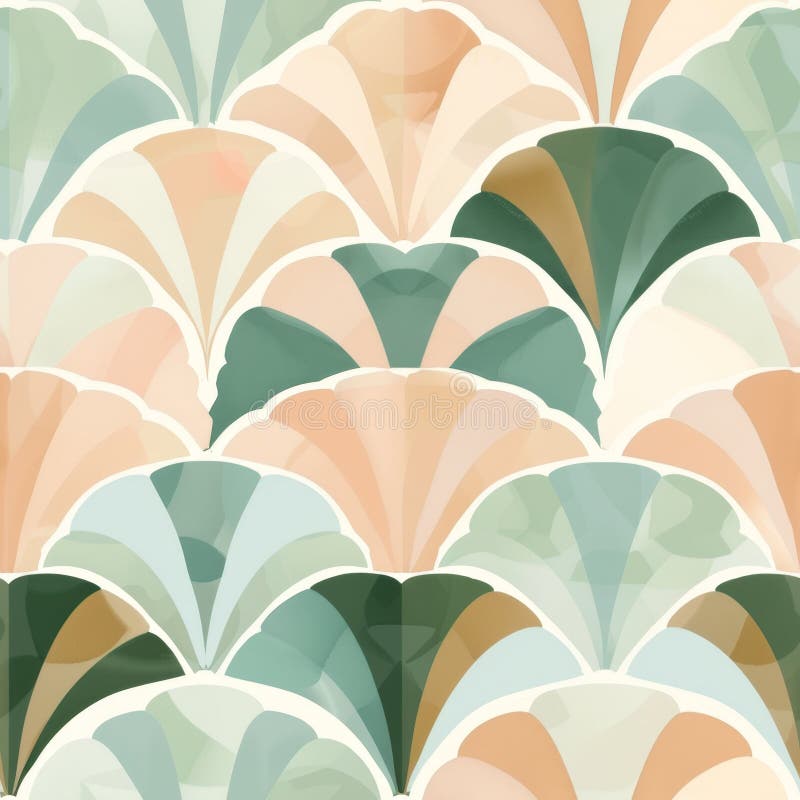 Abstract Art Deco Style Scallop Pattern in Pastel Tones Stock Photo ...