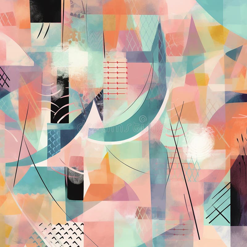 Art Deco Design with Various Shapes and Colors. Created Using Ai ...