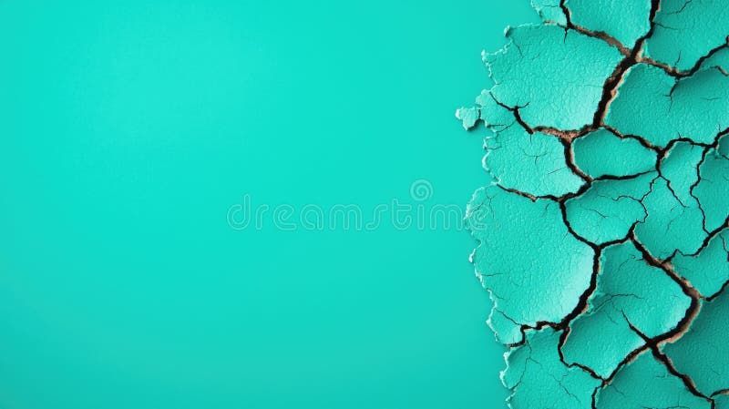 Abstract Art Depicting Ice Cracks on a Solid Turquoise Background Stock ...