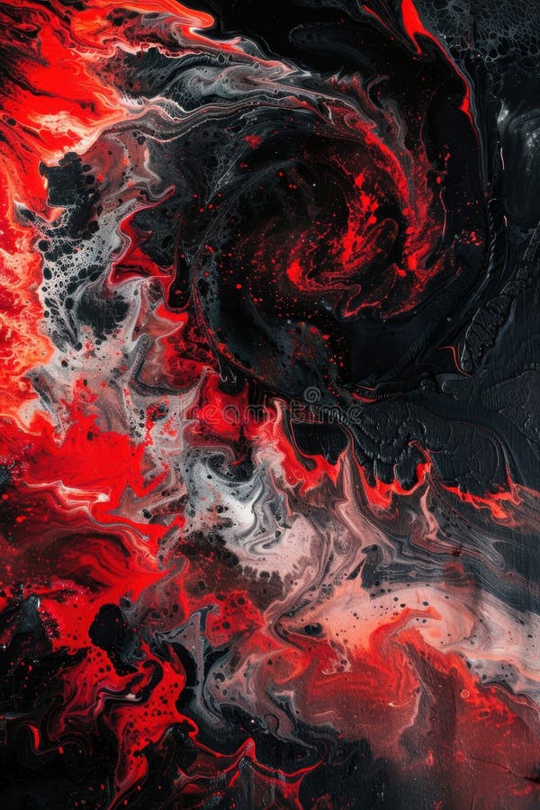 Abstract Art Depicting Intense Chaos with Swirling Red and Black ...