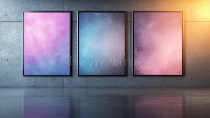 Abstract Art Displays in Modern Gallery with Light Reflection on ...