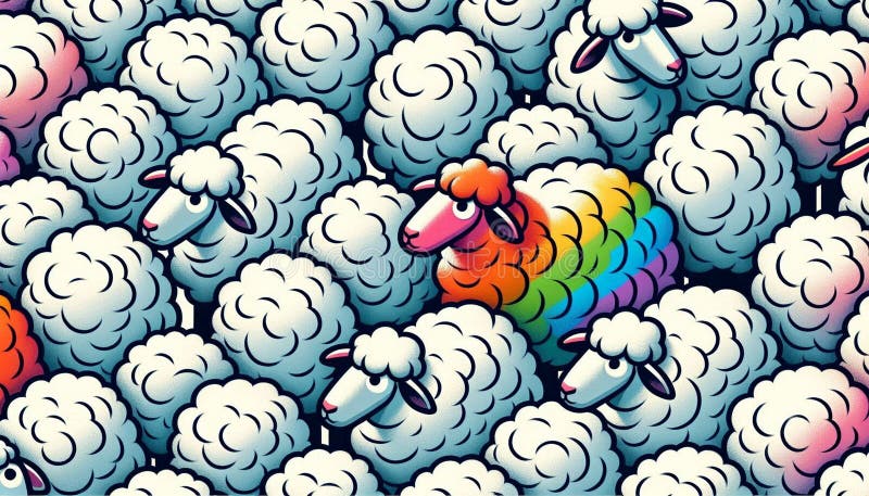 Conceptual Surreal Illustration of the Rebel, the Odd One in a Herd of ...