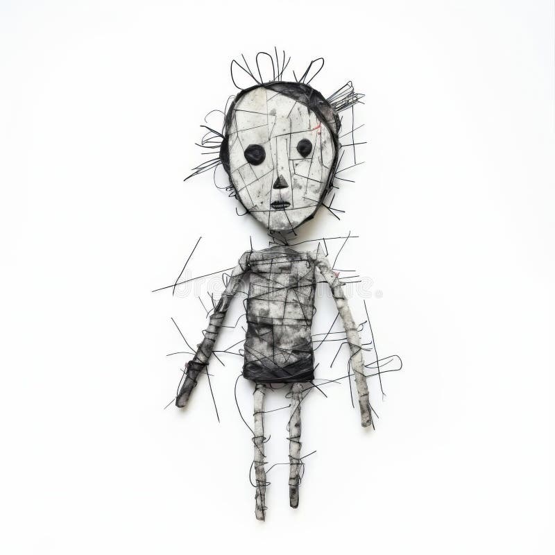 Creating Unique Abstract Art Dolls with Pencil Doodle Lines Stock ...