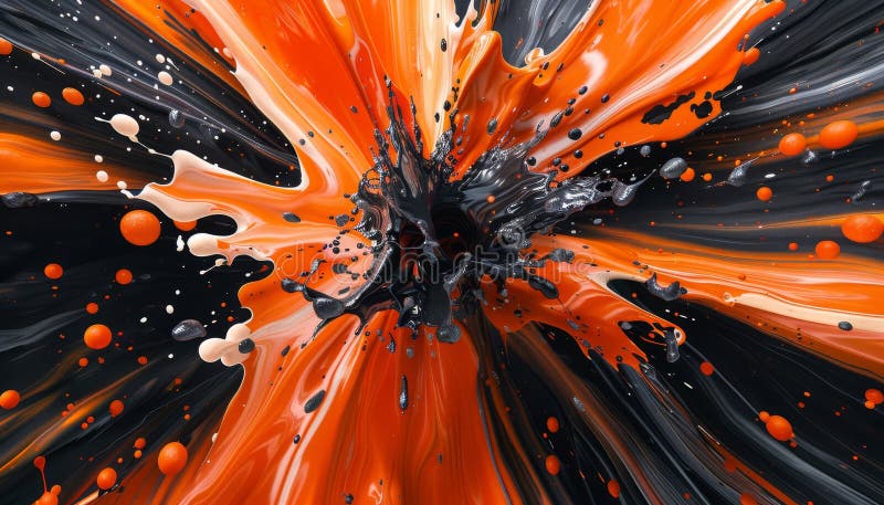 Abstract Art with Dynamic Explosion in Red, Orange, and Black Tones for ...