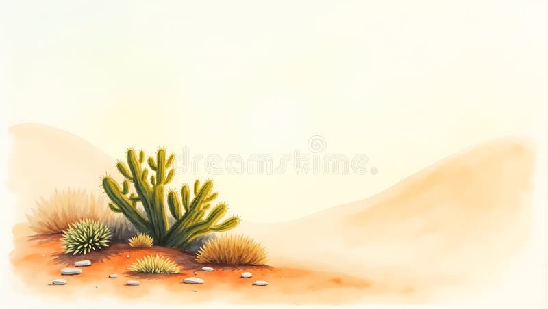 "Golden Dusk in the Desert" Stock Illustration - Illustration of ...