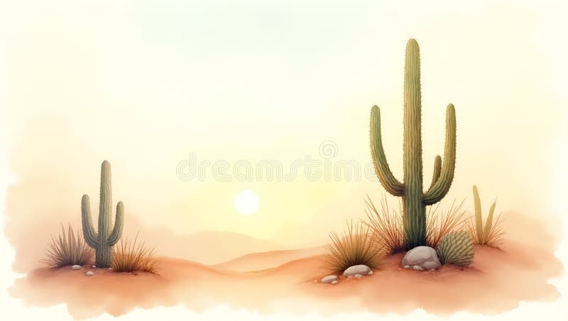 "Golden Dusk in the Desert" Stock Illustration - Illustration of ...