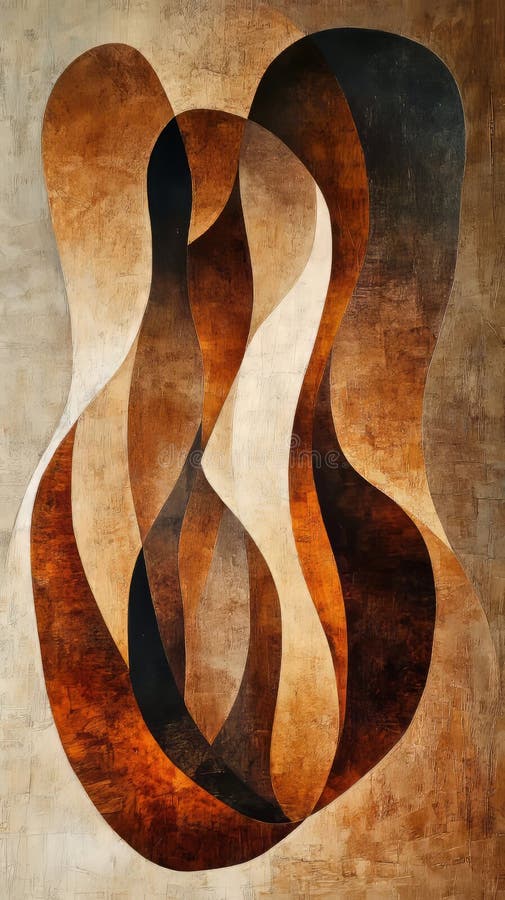 Abstract Art with Earthy Tones and Flowing Shapes. Stock Illustration ...