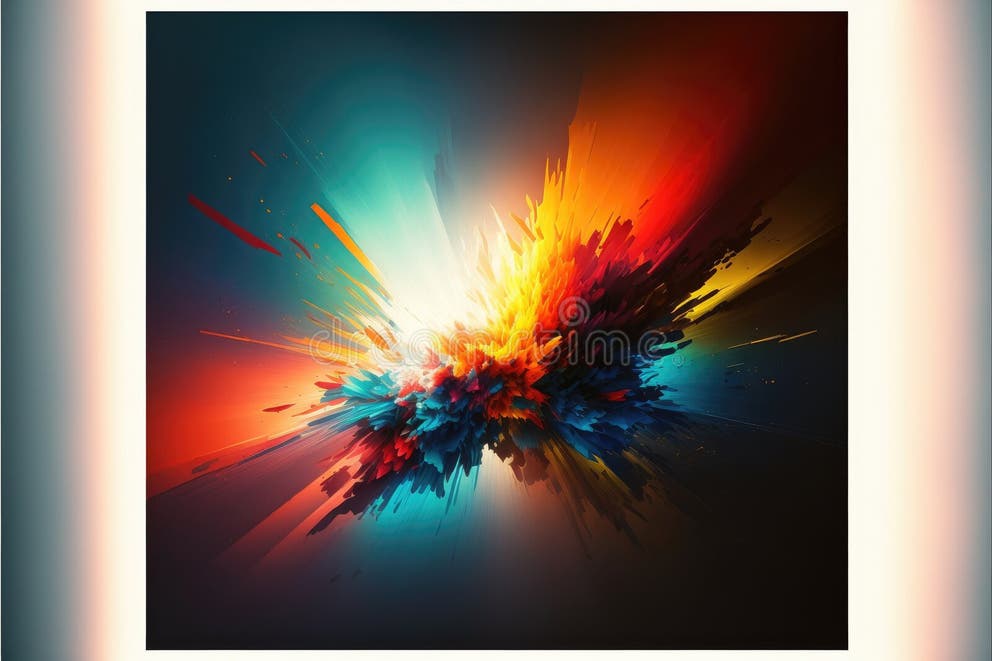 Abstract Art of Exploding Vibrant Multicolored Frame. Stock Photo ...